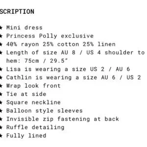 Princess Polly | Dresses | Princess Polly Black Villa Mini Dress Size 2 ...